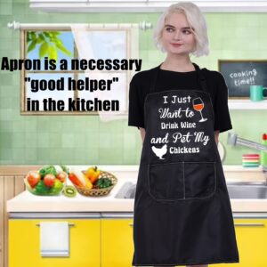 PXTIDY Chicken Aprons Chicken Lover Gifts I Just Want to Drink Wine and Pet My Chickens Farmhouse Backyard Kitchen Apron