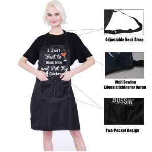 PXTIDY Chicken Aprons Chicken Lover Gifts I Just Want to Drink Wine and Pet My Chickens Farmhouse Backyard Kitchen Apron