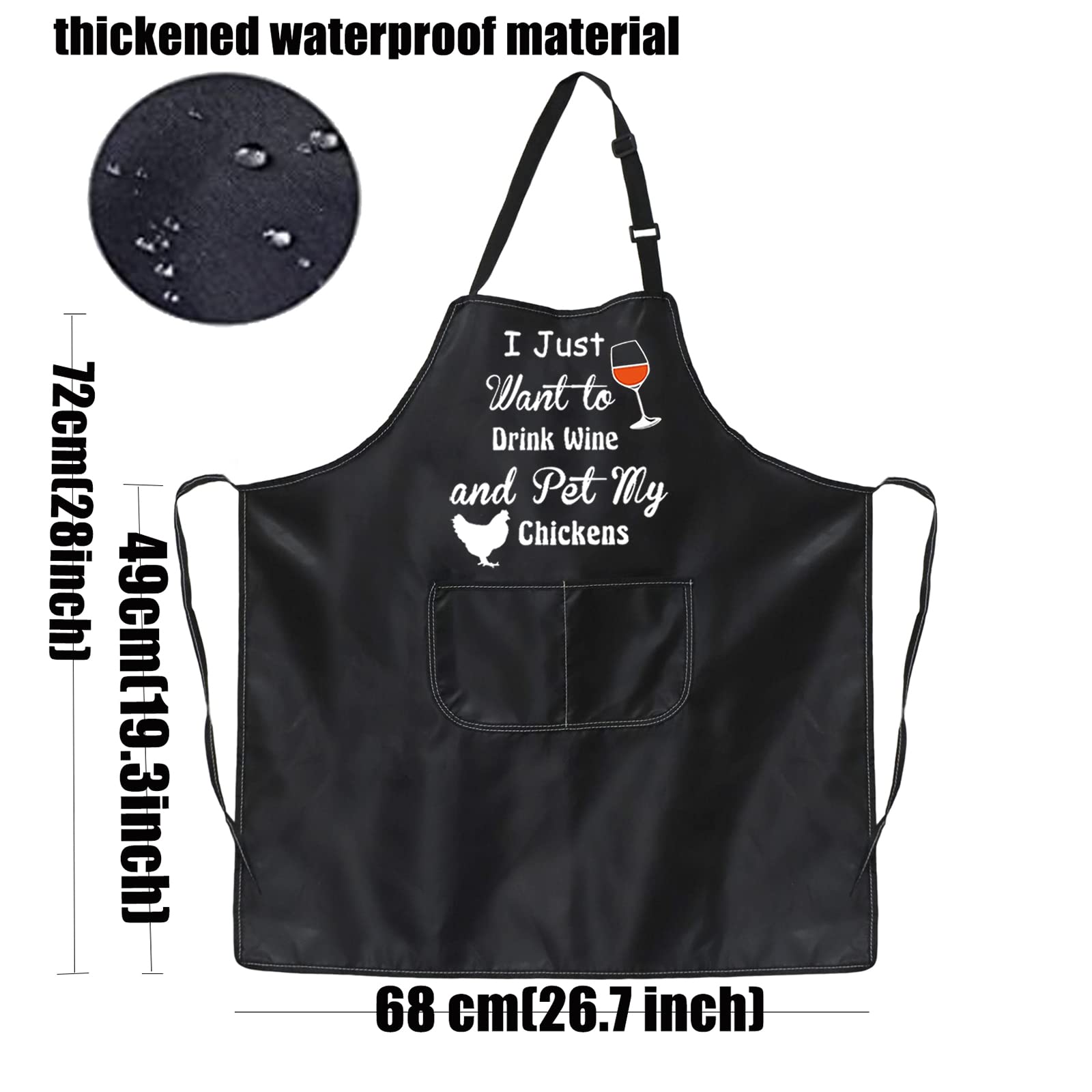 PXTIDY Chicken Aprons Chicken Lover Gifts I Just Want to Drink Wine and Pet My Chickens Farmhouse Backyard Kitchen Apron