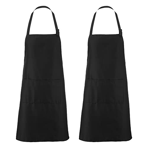 House 2 Home Reality 2-Pack Apron -Black 100% Cotton Apron | Aprons for Women with Pockets | Aprons for Men | Server Aprons |Waitress Apron | Chef Apron | Kitchen Apron | Aprons with Pockets