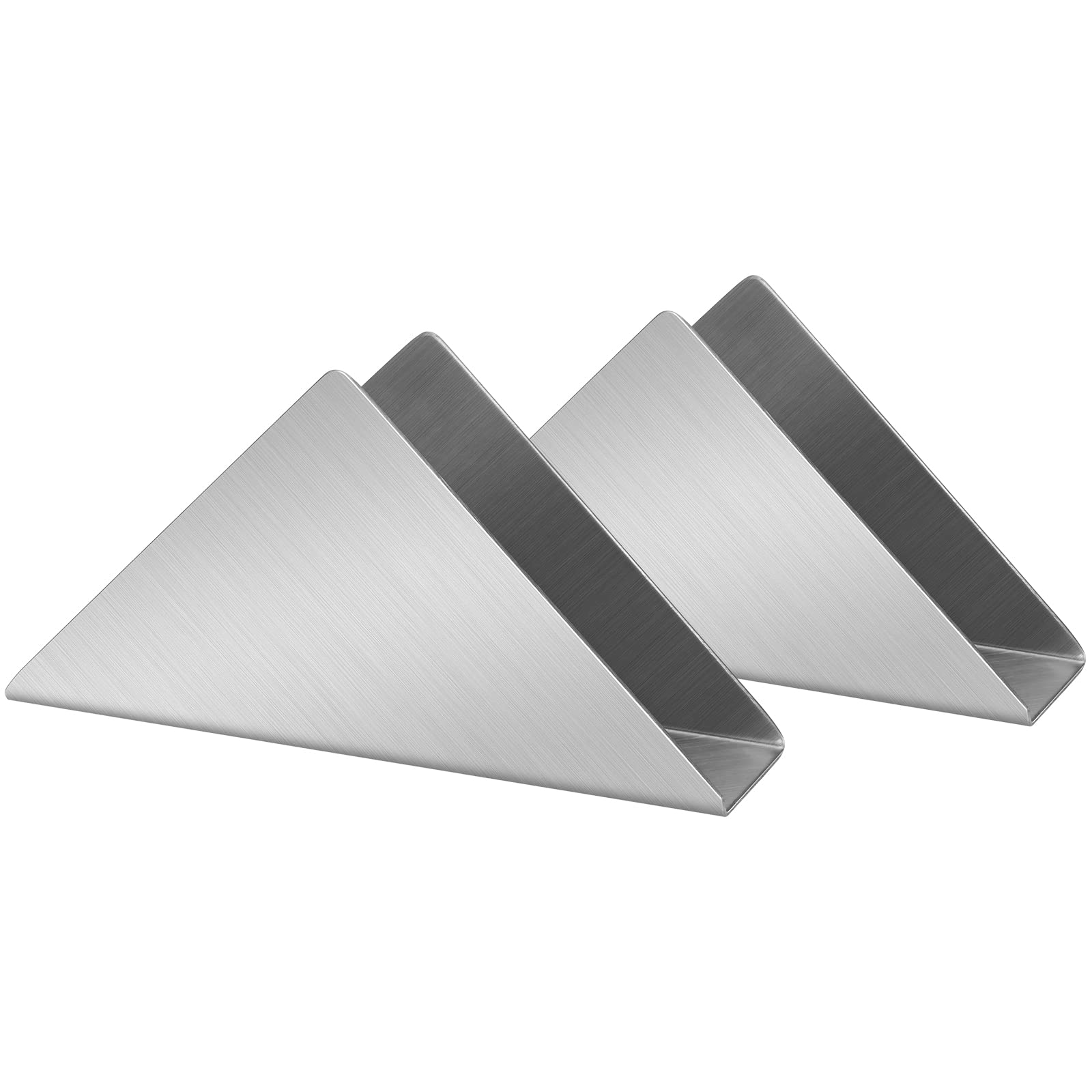 Stainless Steel Napkin Holder,Minimalistic Metal Napkin Dispenser,Cocktail Napkin Organizer,Triangle Shape, Silver,2 Piece