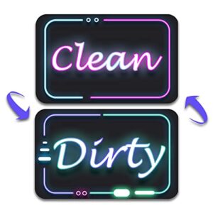 Kiterest Dishwasher Magnet Clean Dirty Sign Indicator- Double Sided with Bonus Magnetic Plate - Kitchen Dish Washer 3D Neon Light Clean Dirty Magnet for Dishwasher (neon)