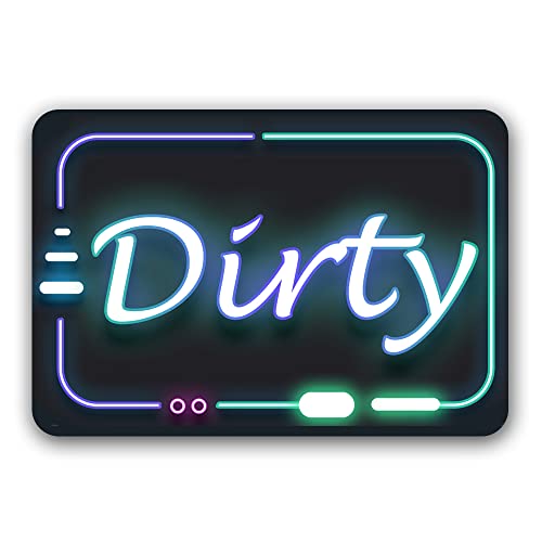 Kiterest Dishwasher Magnet Clean Dirty Sign Indicator- Double Sided with Bonus Magnetic Plate - Kitchen Dish Washer 3D Neon Light Clean Dirty Magnet for Dishwasher (neon)