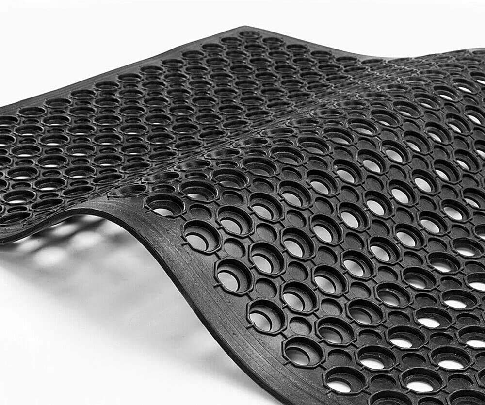 tonchean Rubber Drainage Floor Mat 83x35in Commercial Anti-Fatigue Rubber Floor Mats with Holes Restaurant Bar Floor Mat Heavy Duty Drainage Mat for Restaurant Kitchen Bar Garden Outdoor Wet Area