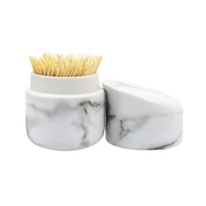 massjoy nordic creative toothpick holder toothpick box, ceramic home living room cotton swab storage tank, marbled toothpick bucket.