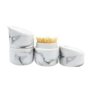 MASSJOY Nordic Creative Toothpick Holder Toothpick Box, Ceramic Home Living Room Cotton Swab Storage Tank, Marbled Toothpick Bucket.