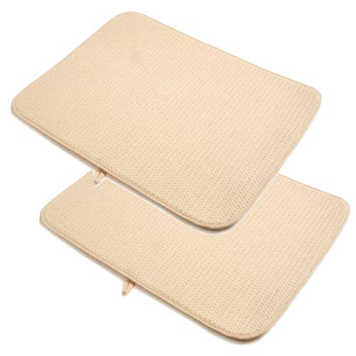 2 X Norpro 16" X 18" Durable Microfiber Dish Drying Mat Cream 359E