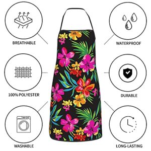 MuMuYun Hawaiian Colorful Flower Kitchen Apron, Kitchen Cooking Aprons with Pockets Aprons for Men Women, 20W x 28L