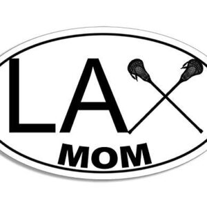 MAGNET 3x5 inch Oval LAX MOM Lacrosse Sticker (Shaft Stick Play Player Team Ball Love) Magnetic vinyl bumper sticker sticks to any metal fridge, car, signs