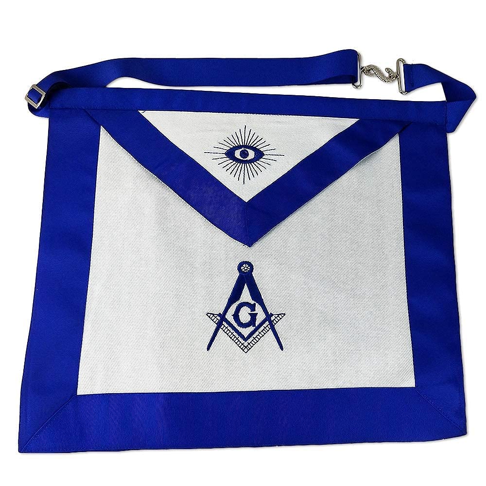 Freemasoner Masonic Master Mason Apron-Blue Lodge White Cloth with Embroidery