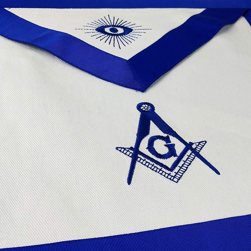 Freemasoner Masonic Master Mason Apron-Blue Lodge White Cloth with Embroidery