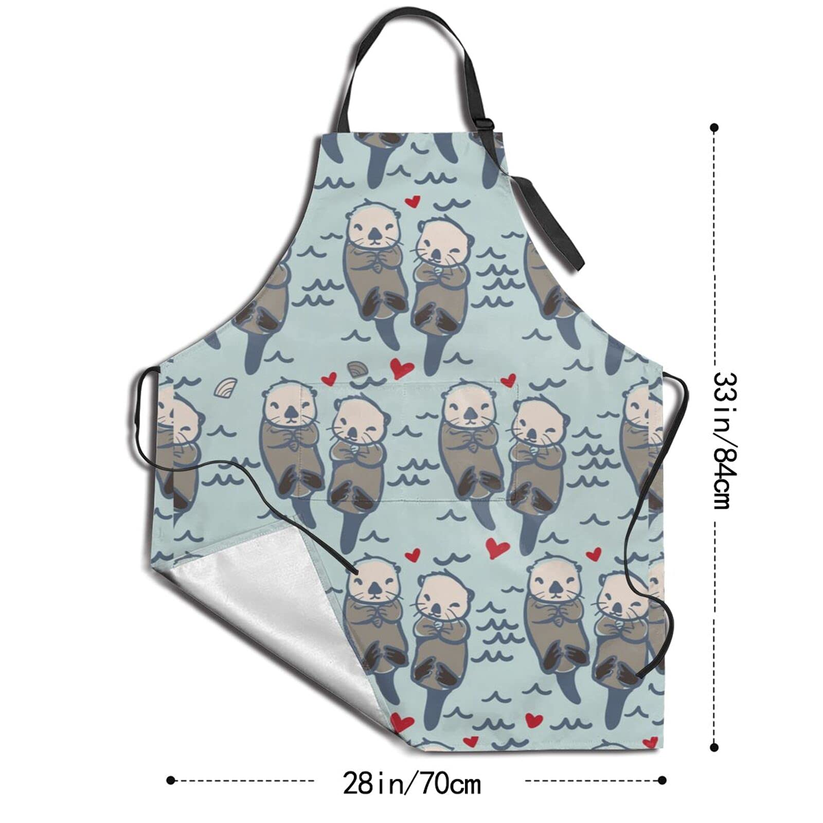 NVJUI JUFOPL Cute Apron for Men Women with 2 pockets, Neck Strap Adjustable, Cooking, Baking, Barbecue, Gardening, Haircut - Chef Kitchen Funny Aprons - Cute Sea Otter