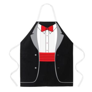 attitude aprons fully adjustable tuxedo apron, black