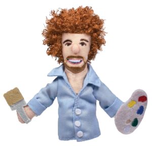 bob ross plush finger puppet and refrigerator magnet