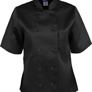 Womens Black Classic Short Sleeve Chef Coat, 2XL