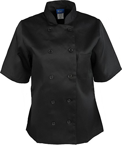 Womens Black Classic Short Sleeve Chef Coat, 2XL