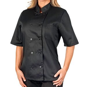 Womens Black Classic Short Sleeve Chef Coat, 2XL