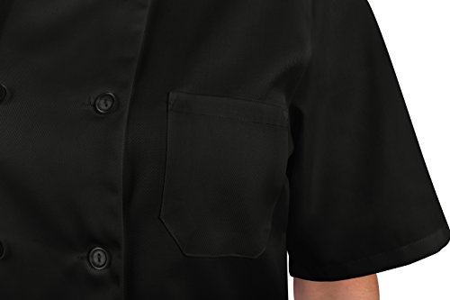 Womens Black Classic Short Sleeve Chef Coat, 2XL