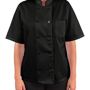 Womens Black Classic Short Sleeve Chef Coat, 2XL