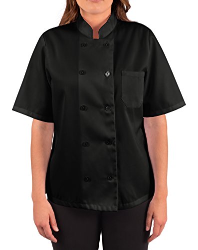 Womens Black Classic Short Sleeve Chef Coat, 2XL