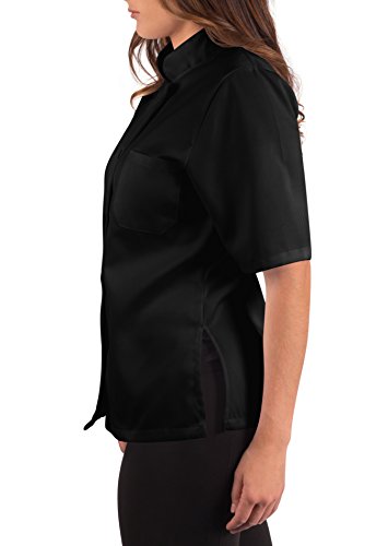 Womens Black Classic Short Sleeve Chef Coat, 2XL