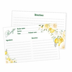 50 Premium Recipe Cards - 4x6 Double Sided, Matte, Non-Smudge, Thick Paper, Blank Recipe Cards for Recipe Boxes Refill (lemons)