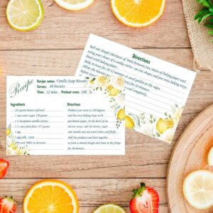 50 Premium Recipe Cards - 4x6 Double Sided, Matte, Non-Smudge, Thick Paper, Blank Recipe Cards for Recipe Boxes Refill (lemons)