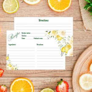 50 Premium Recipe Cards - 4x6 Double Sided, Matte, Non-Smudge, Thick Paper, Blank Recipe Cards for Recipe Boxes Refill (lemons)