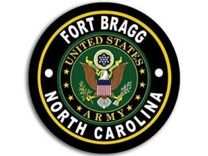 magnet 4x4 inch round fort bragg army base sticker (logo insignia emblem nc) magnetic vinyl bumper sticker sticks to any metal fridge, car, signs