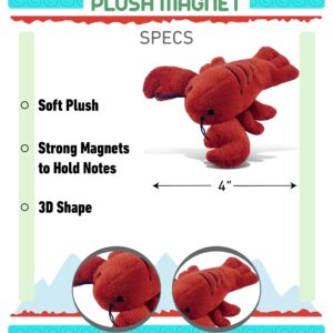 COTA Global Lobster Plush Refrigerator Magnet - Fluffy Red Lobster Stuffed Plush Magnet, Cute Ocean Life Magnet for Kitchen Fridge & Locker, Home Decor & Office Decorative Novelty Accessory - 4 Inch