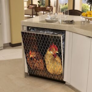 Farm Chicken Dishwasher Cover Decorative Magnet,Animal Fridge Panel Door Cover Sheet,Farmhouse Chicken Home Kitchen Decorative,Rooster Hen Oven Microwave Vinyl Decal