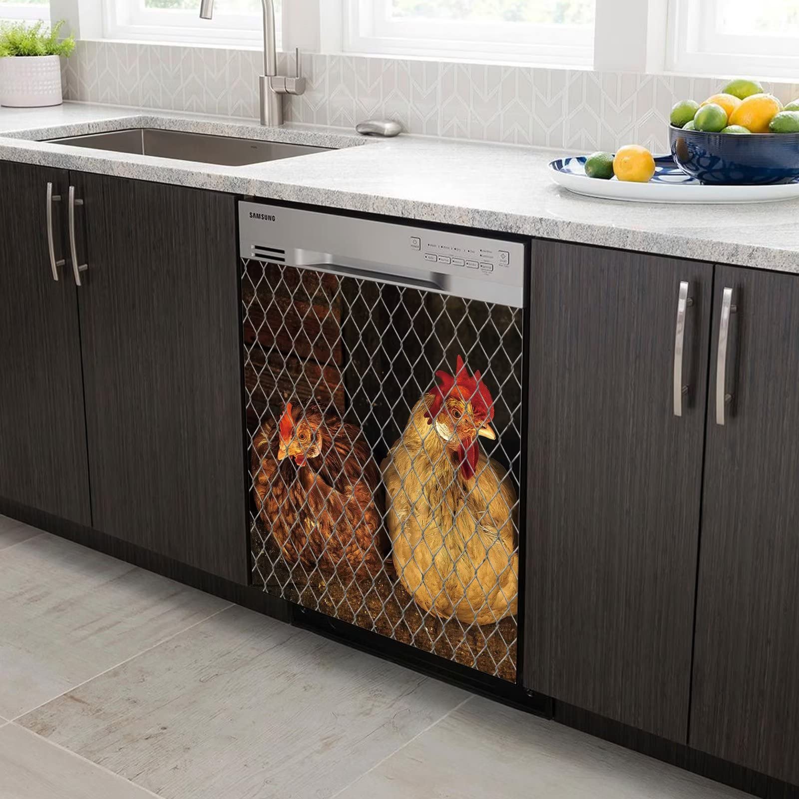 Farm Chicken Dishwasher Cover Decorative Magnet,Animal Fridge Panel Door Cover Sheet,Farmhouse Chicken Home Kitchen Decorative,Rooster Hen Oven Microwave Vinyl Decal