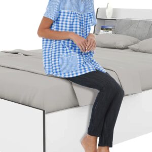 Ezi Women's Snap Front Short Sleeve Gingham Shift Seersucker Housecoat Apron Shirt Blue