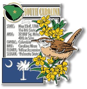 south carolina state montage magnet by classic magnets, 2.8" x 3.3", collectible souvenirs made in the usa