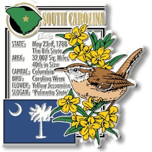 South Carolina State Montage Magnet by Classic Magnets, 2.8" x 3.3", Collectible Souvenirs Made in The USA