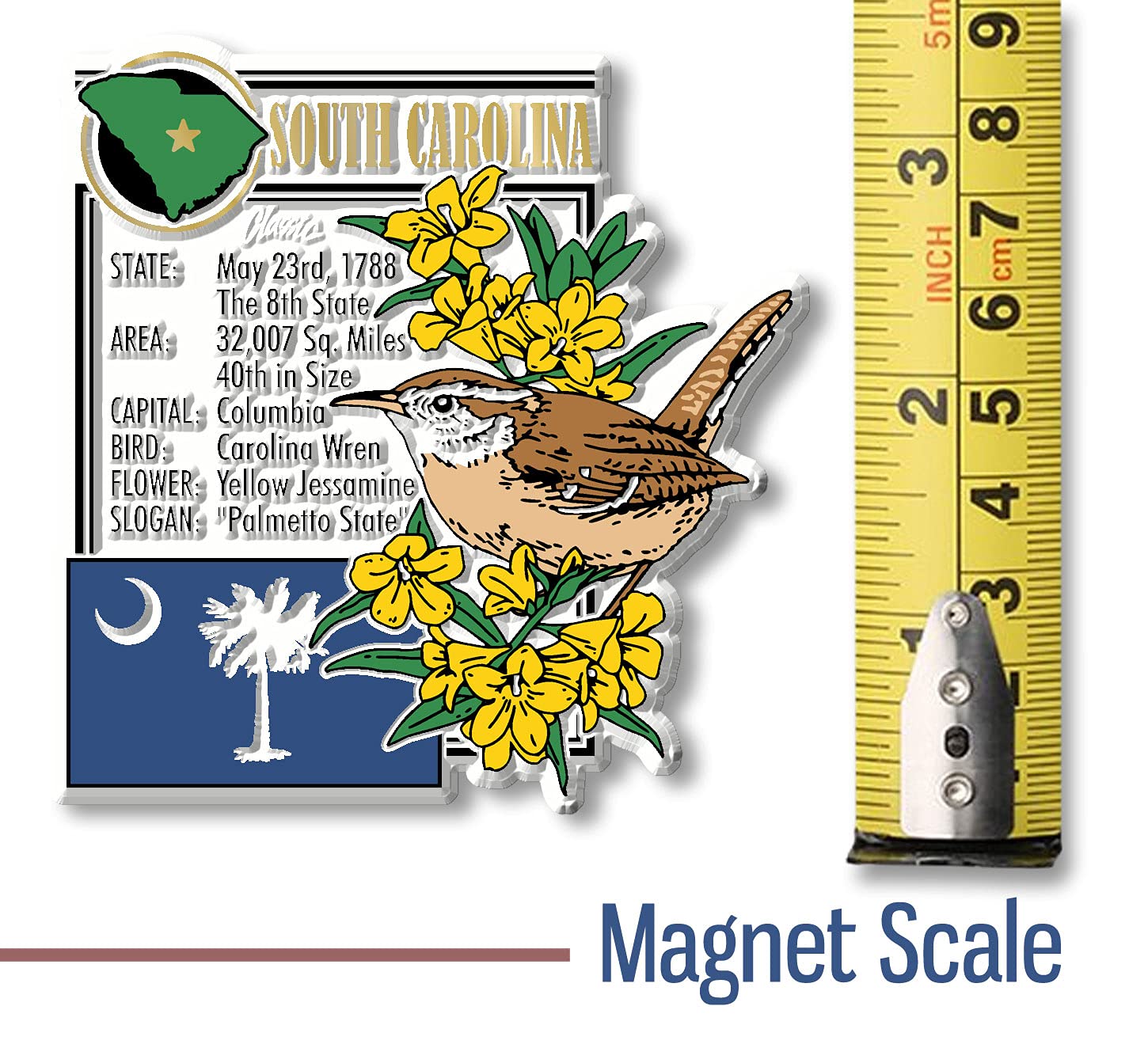 South Carolina State Montage Magnet by Classic Magnets, 2.8" x 3.3", Collectible Souvenirs Made in The USA