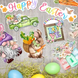 Easter Refrigerator Magnets Decoration 13Pcs, Happy Easter Gnome Fridge Car Garage Door Magnetic Stickers Holiday Decoration, Waterproof Easter Magnet Decals for Home Kitchen Decor…