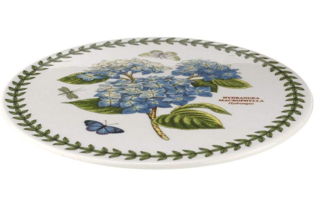 Portmeirion Botanic Garden Trivet | 8 Inch Trivet for Hot Dishes and Pans | Hydrangea Floral Motif | Made from Porcelain | Microwave and Dishwasher Safe