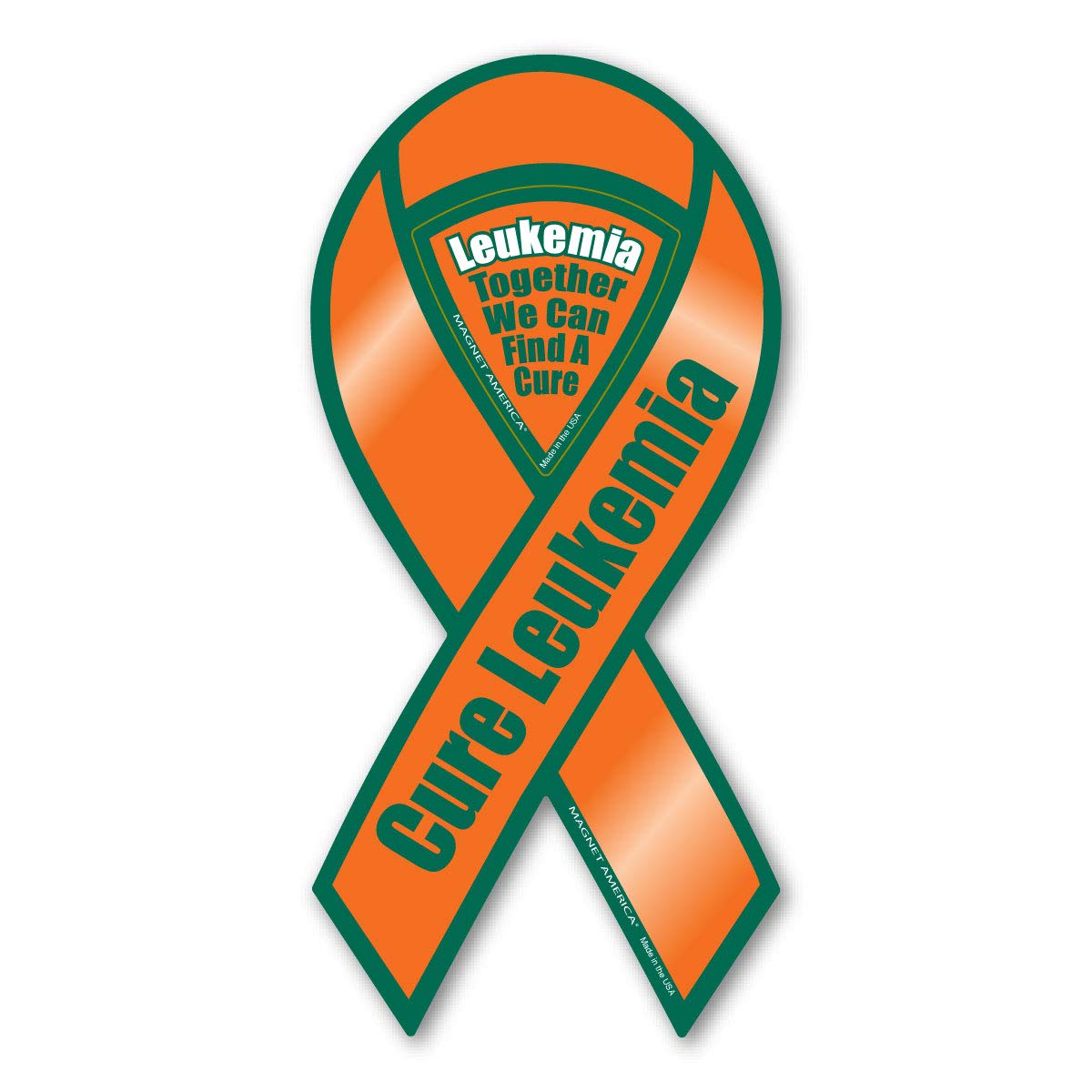 Cure Leukemia 2-in-1 Ribbon Magnet by Magnet America is 8" x 3.875" Made for Vehicles and Refrigerators