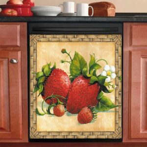 homa strawberries decorations magnetic dishwasher cover panel fruit fridge magnets refrigerator cute vinyl stickers kitchen home decor farmhouse 23inch w x 26inch h, 23inchwx26inchh