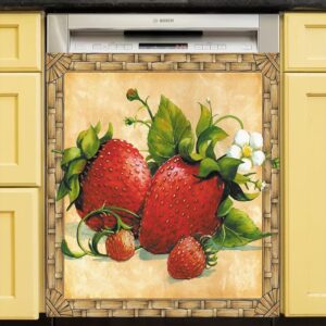 Homa Strawberries Decorations Magnetic Dishwasher Cover Panel Fruit Fridge Magnets Refrigerator Cute Vinyl Stickers Kitchen Home Decor Farmhouse 23Inch W x 26Inch H, 23InchWx26InchH