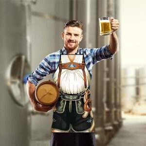 Bilipala Lederhosen Apron Funny Apron Oktoberfest Bavarian Kitchen Cooking Apron for Man