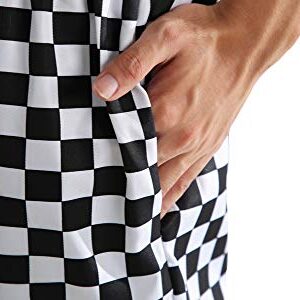 Men’s Black and White Checkerboard Print Chef Pants with Elastic Waist Drawstring Baggy Chef Uniforms Blackwhite XXL