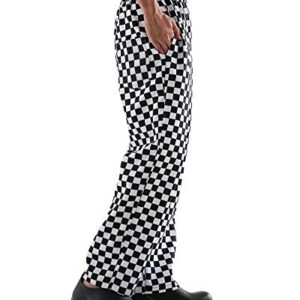 Men’s Black and White Checkerboard Print Chef Pants with Elastic Waist Drawstring Baggy Chef Uniforms Blackwhite XXL