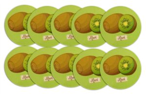 novel merk kiwi fruit refrigerator magnets, small circle kiwifruit & banner design for fridge, gifts, decor, party favors, & prizes (10 pack)