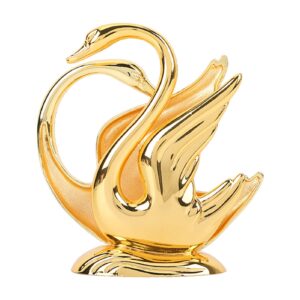 gold napkin holder, rustproof metal swan napkin holder, elegant golden modern table serviette holder, durable tissue dispenser stand for home, restaurant, kitchen, bar, hotel