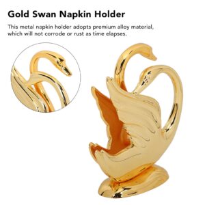 Gold Napkin Holder, Rustproof Metal Swan Napkin Holder, Elegant Golden Modern Table Serviette Holder, Durable Tissue Dispenser Stand for Home, Restaurant, Kitchen, Bar, Hotel