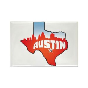 cafepress austin texas skyline rectangle magnet, 3"x2" refrigerator magnet