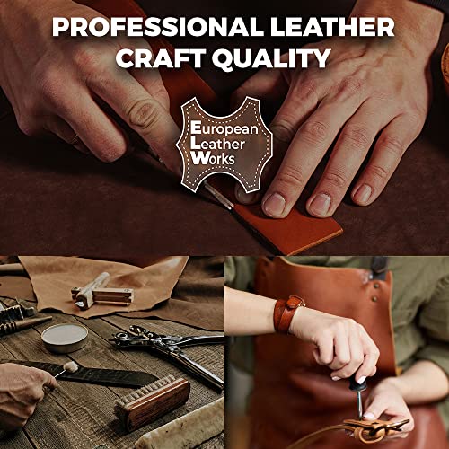 ELW Full Grain Leather Apron-2 Pouch Leather Apron, BBQ Apron, Men and Women's Apron, Kitchen, Cooking, Bartending, Workshop, Blacksmith, Gardening, One Size Fit Adjustable for Men & Women Dark Brown