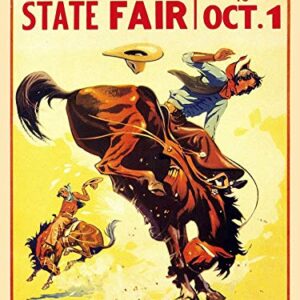 Magnet State Fair Rodeo - 1930s Cowboy Roan Vintage Western Magnet Vinyl Magnetic Sheet for Lockers, Cars, Signs, Refrigerator 5"